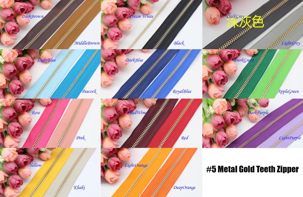 Solid Zip Head for ZIP BESI Size #5 METAL Gold Teeth Zipper Kepala #5 ...