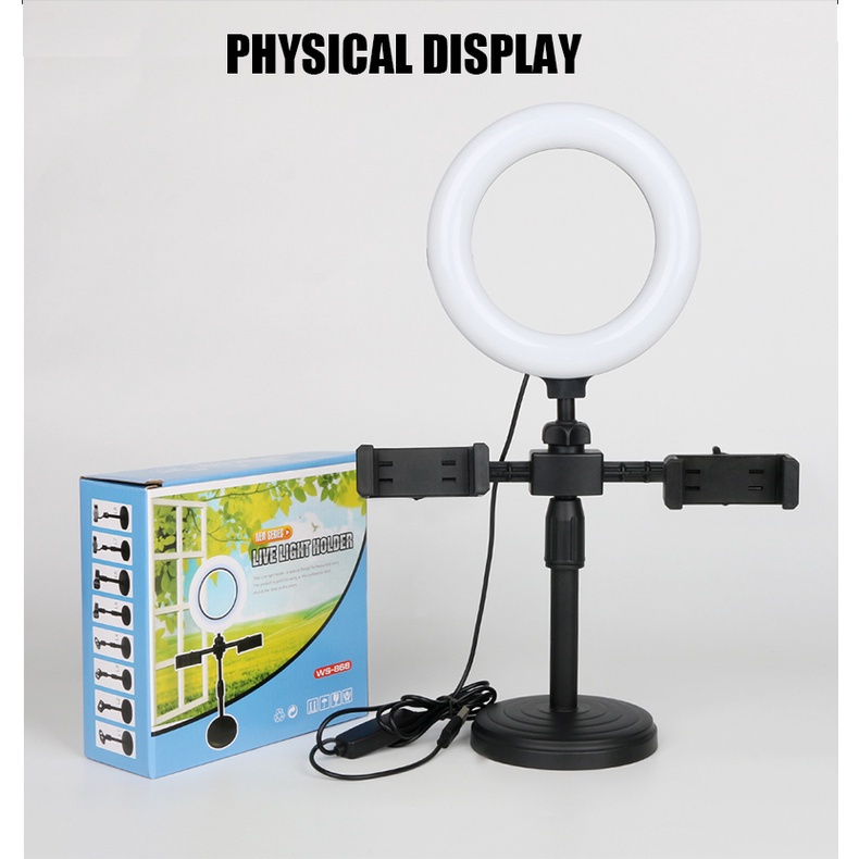 Ring Light 16cm With Stand and Dual Phone Holder Table Desktop Mini ...