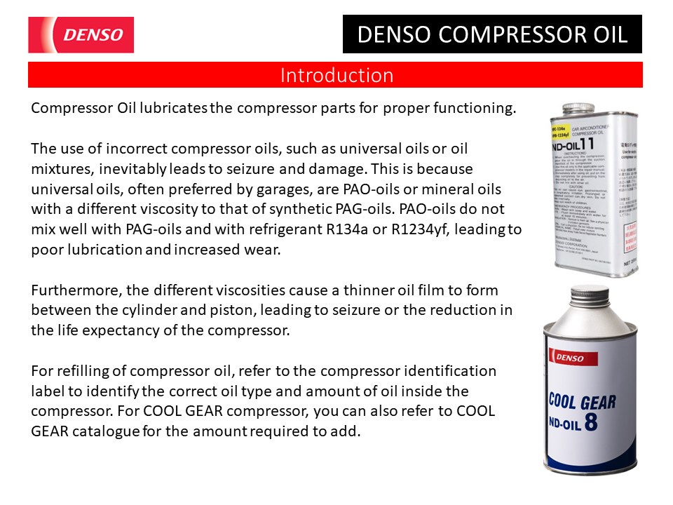Denso Cool Gear 446963-0260 ND-OIL 8 R134a Car Air Conditioner ...