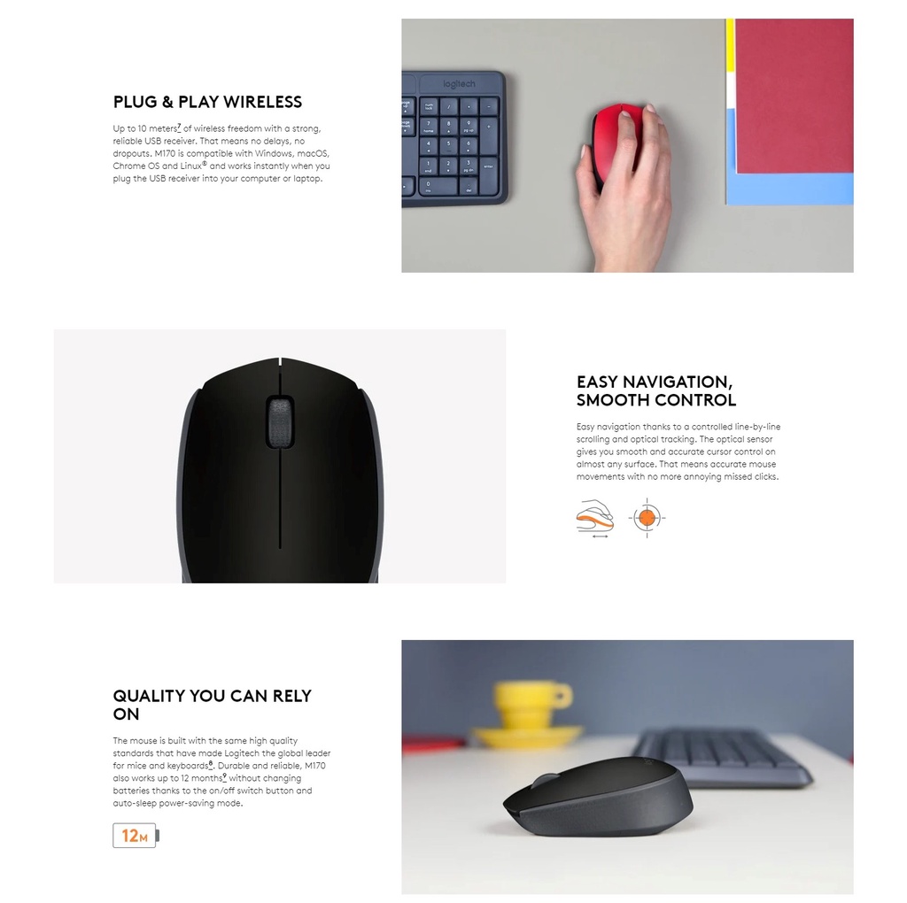 (Ready Stock) Logitech Wireless Mouse M170 Bluetooth Mouse Business ...