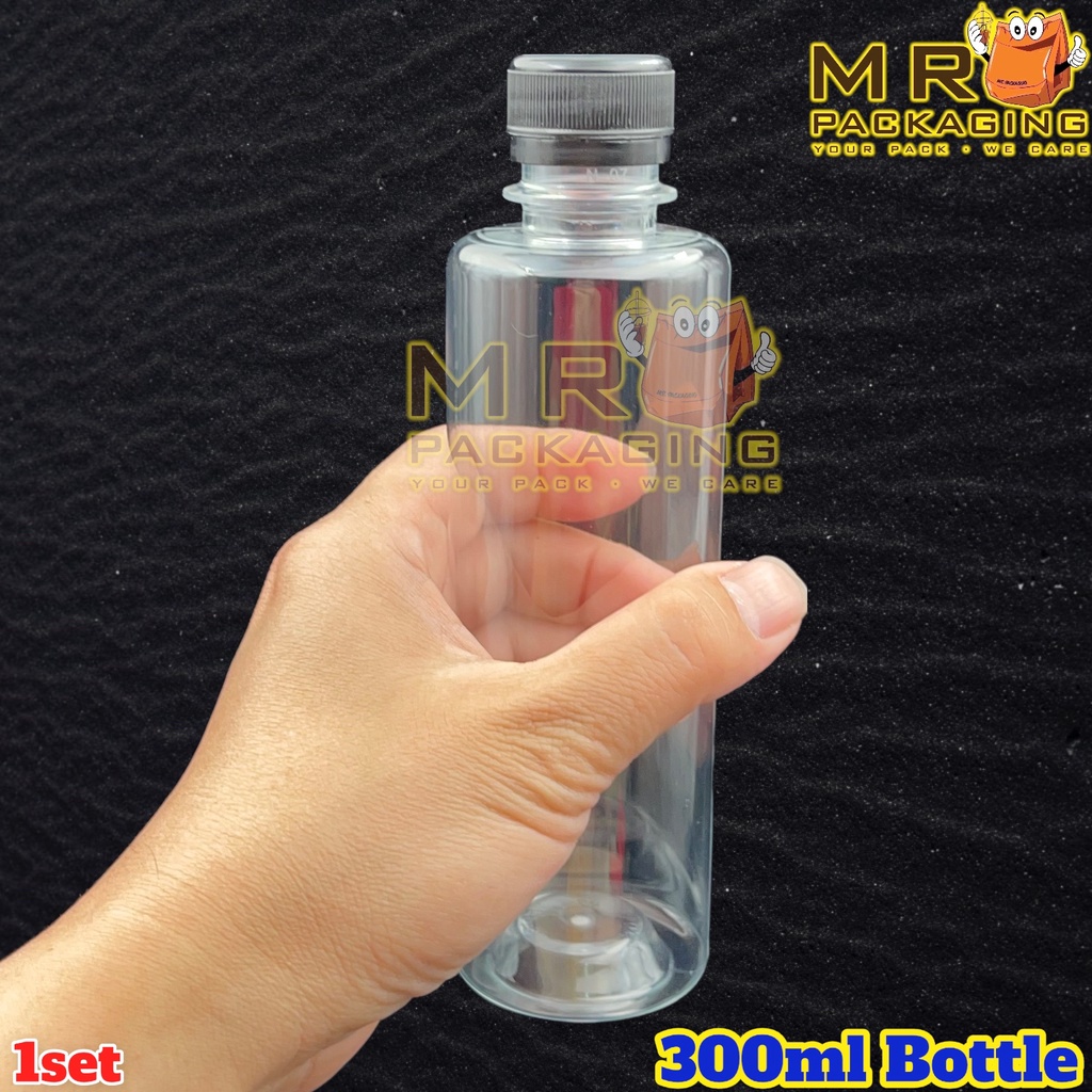 300ml Bottle Plastic with cover [ 1set ] Botol Plastik Tebal / Kosong ...