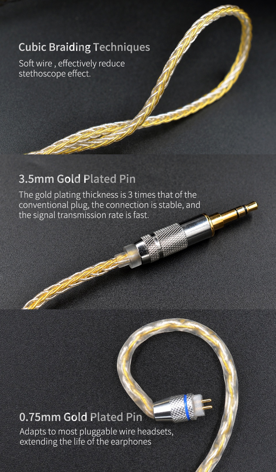 [Shopee Choice] KZ Gold Silver Mixed plated Upgrade cable Earphones ...