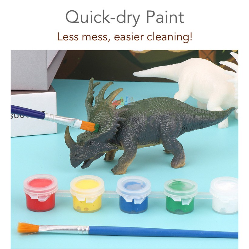 Dinosaur Colouring Set [ Paint & Brushes Gift Box ] DIY Drawing Dino ...