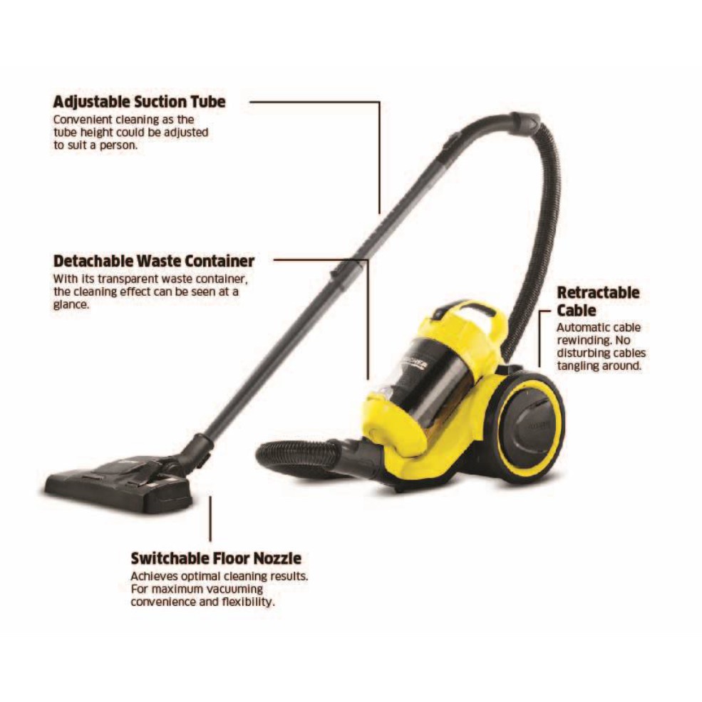 Karcher 1100W Bagless Multi Cyclone Vacuum Cleaner VC 3 PLUS (Yellow) | Shopee Malaysia