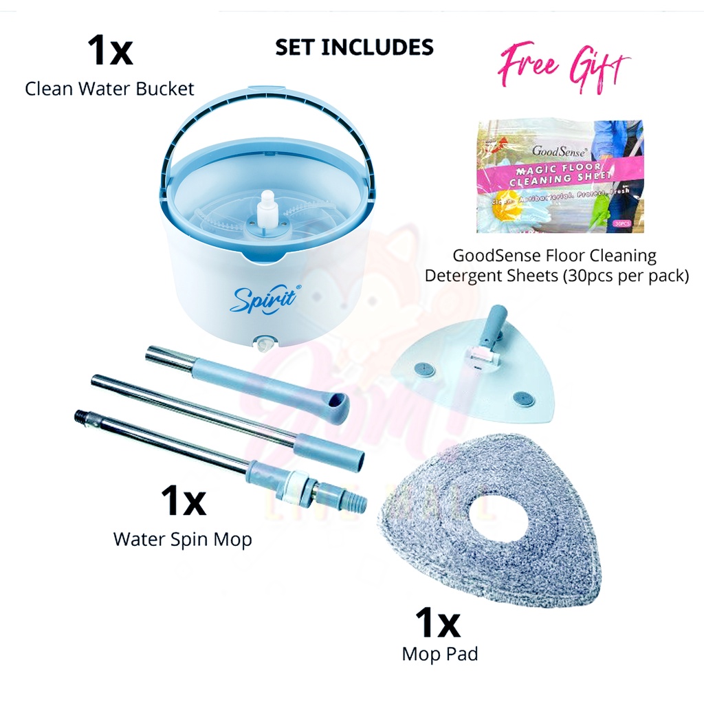 💧SPIRIT Quick Mop V2 Triangle Mop💧360° Rotating Mop Clean & Dirty Water ...