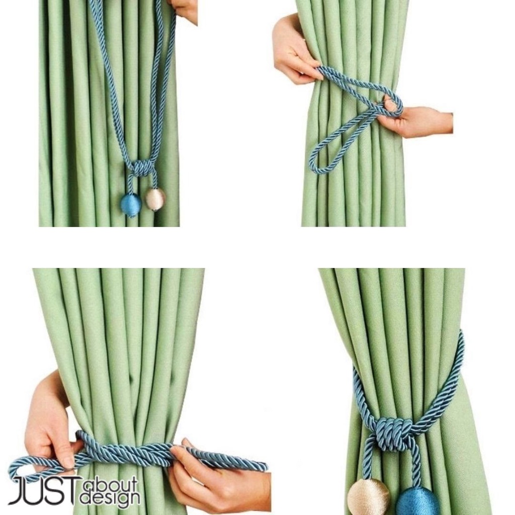 Pengikat Langsir Tali Curtain Tie Clip String Braided Ball Design Decor ...