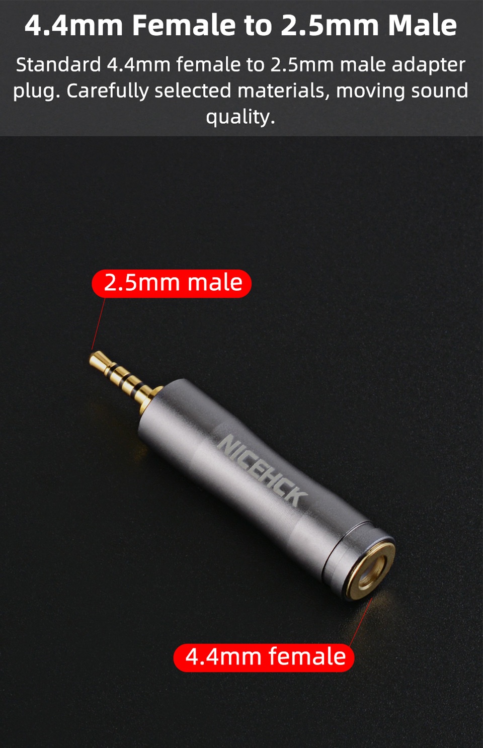 NiceHCK HIFI Earphone Adapter Plug 4.4mm Female to 3.5mm 2.5mm Male ...
