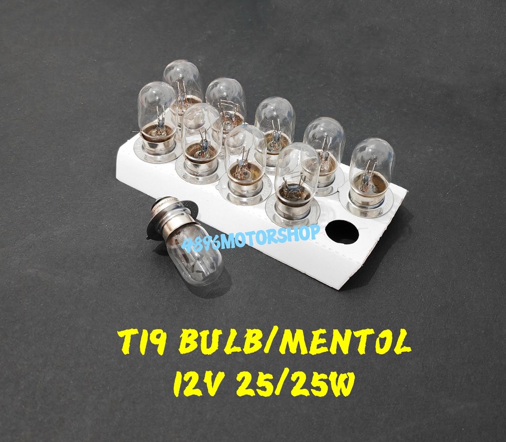 T19 FRONT HEAD LAMP BULB MENTOL DEPAN 1 KAKI 1 LEG 12V 25/25W EX5 WAVE ...