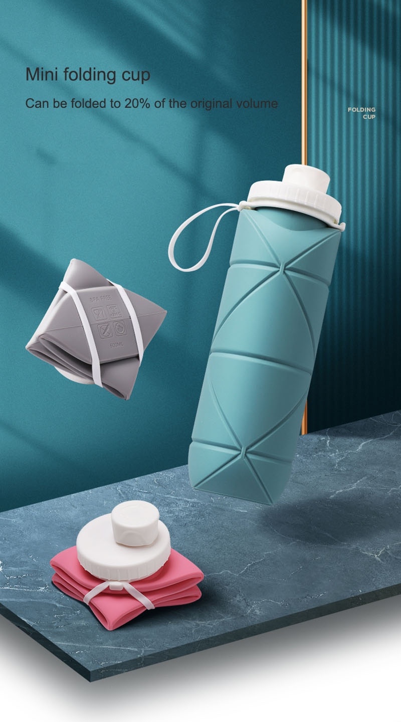 Fold Water Bottle Collapsible botol lipat Silicone Bottle Foldable 折叠水罐 ...