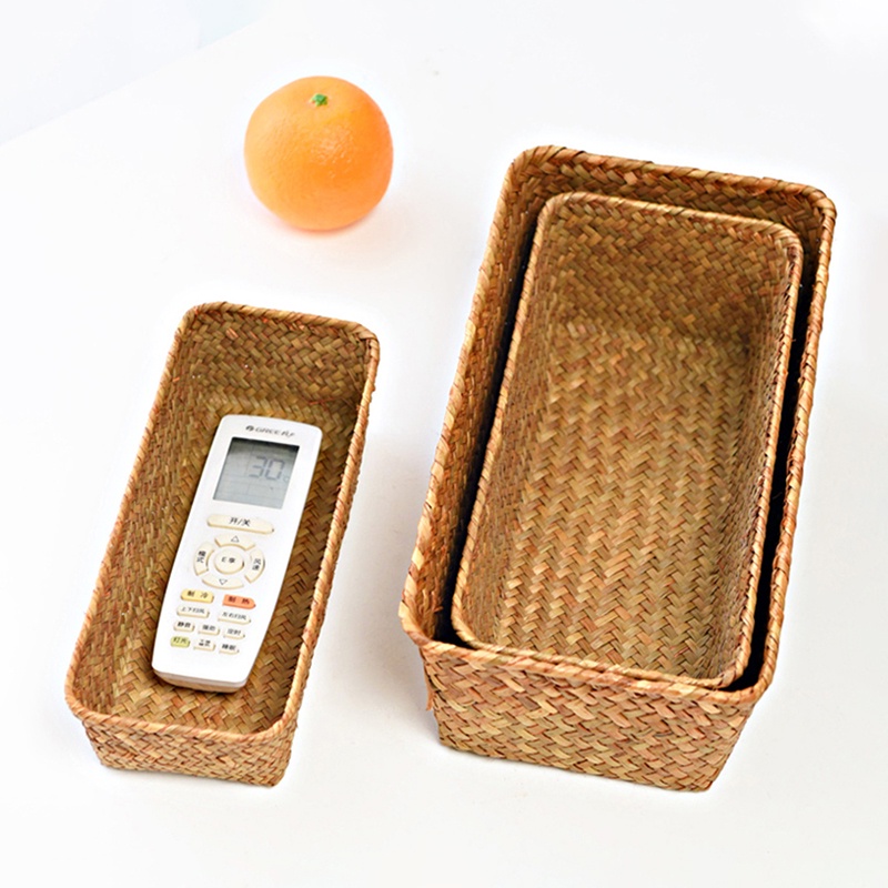 Ready Stock Straw Storage Boxes Simple Sundries Storage Basket Woven ...