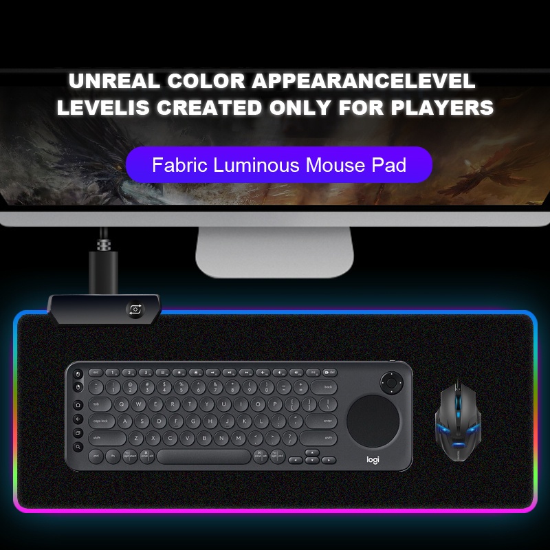 RGB Mouse Pad Gaming Large Size Keyboard Mousepad Light LED Waterproof ...