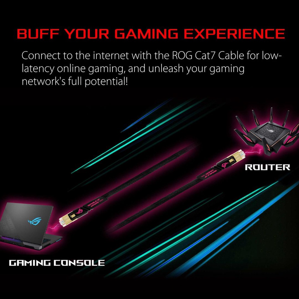 ASUS ROG 3M CAT 7 Cable - Up to 600 MHz &10GB Transfer Rates CAT 7 RJ45 ...