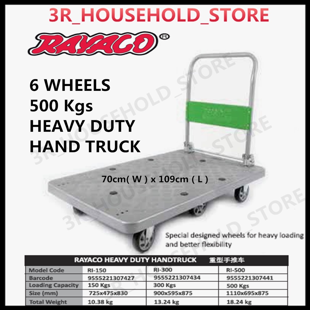 RAYACO 6 wheels 500kg Foldable Platform Trolley / Heavy Duty Hand Truck ...