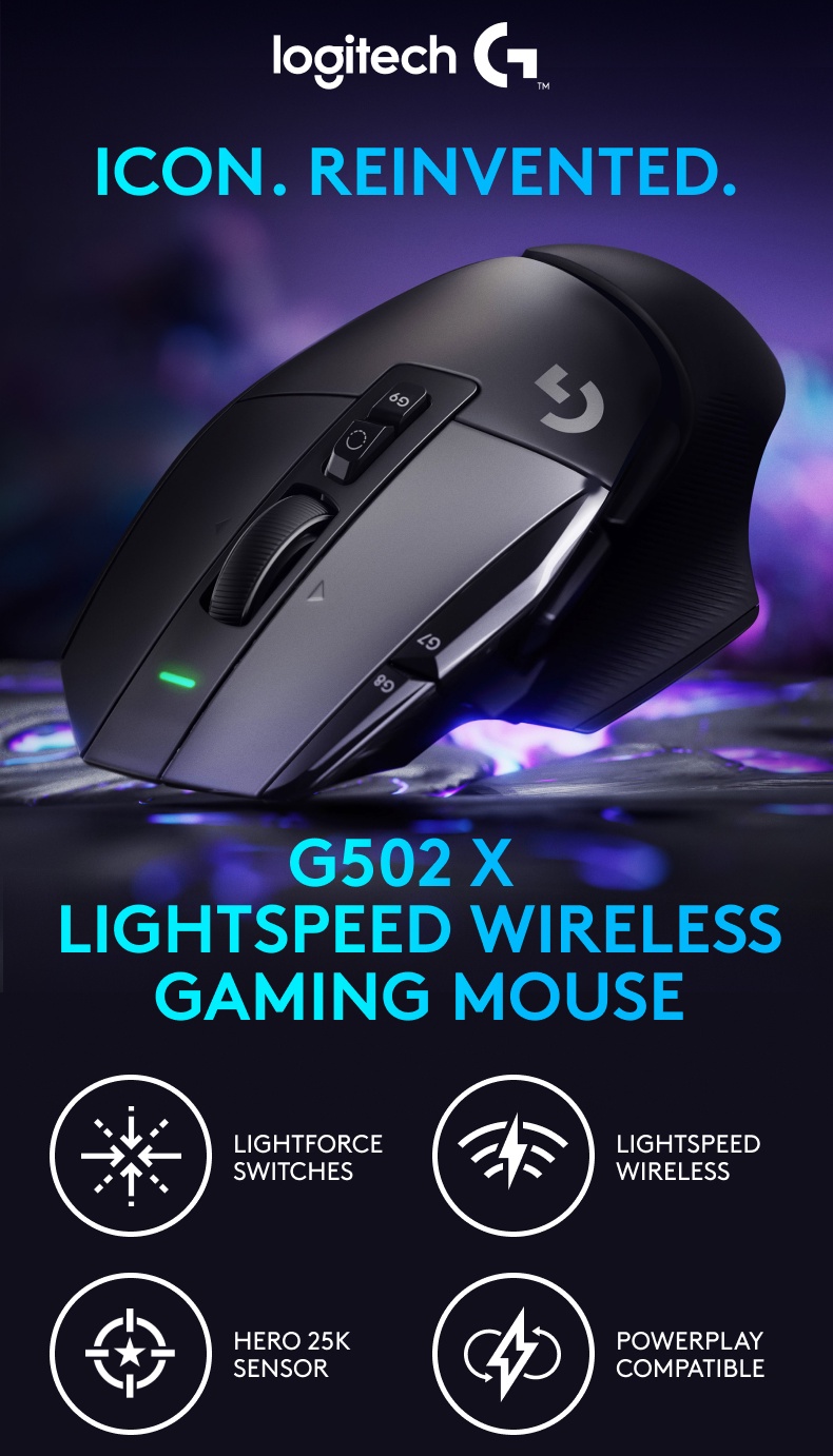 Logitech G502 X Lightspeed Wireless Gaming Mouse Optical Mouse With ...