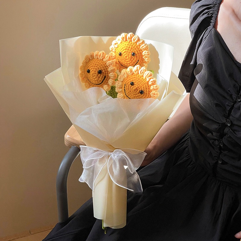 Sunflower Handmade Crochet Flowers Creative Ins Hand-woven Artificial ...