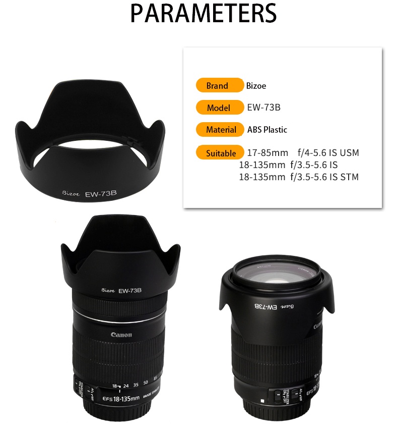 Camera Lens Hood For Canon EW-73B/EW-73C/EW-73D/EW-78D/EW-78E/EW-83E/EW ...