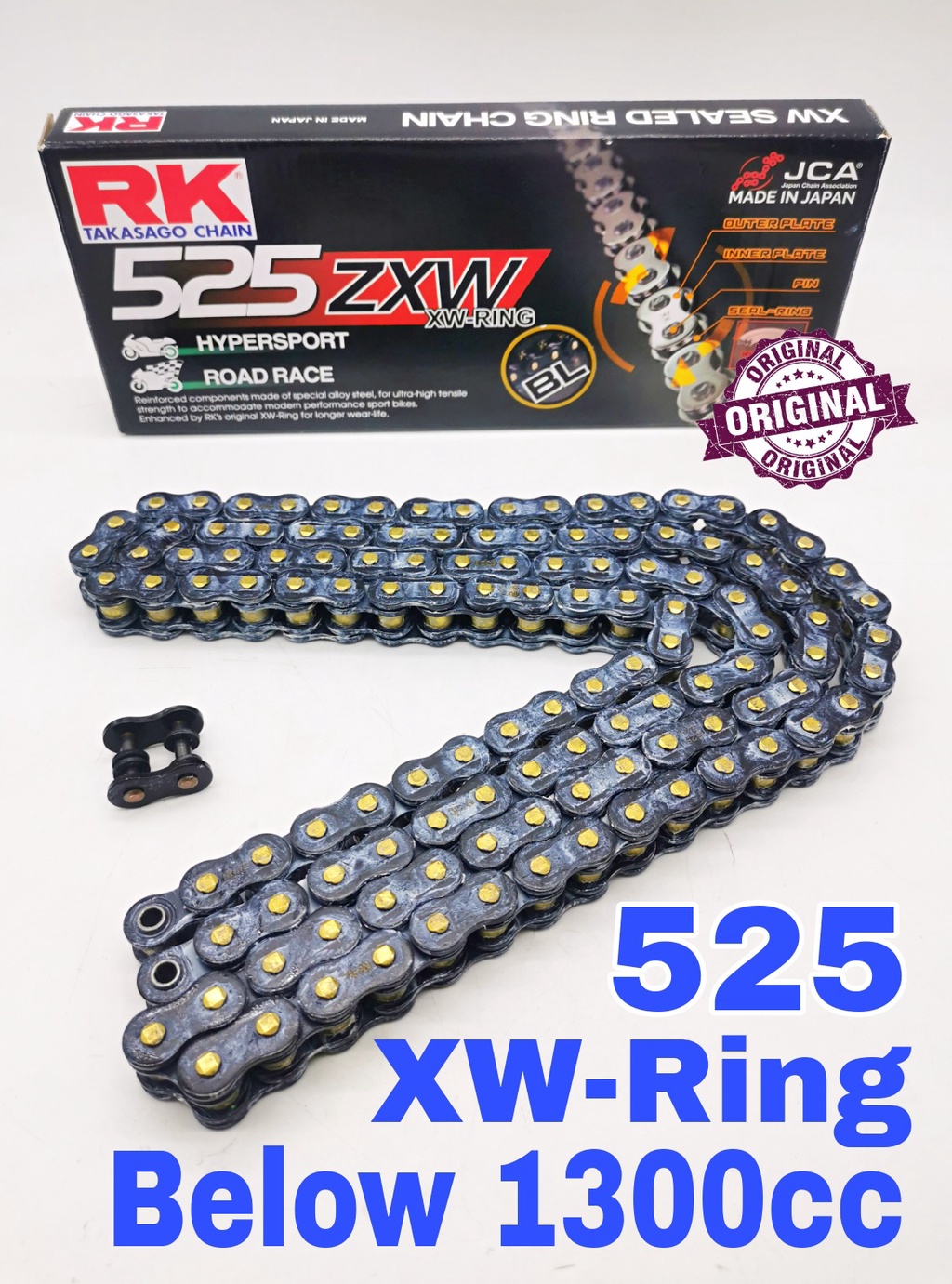 RK XW-Ring 525 Blue Black Gold Chain XWRING Rantai ZXW Universal Z1000 ...