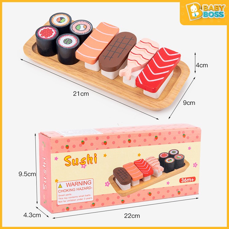 BabyBoss Wooden Sushi Egg Chef Magnetic Food Pretend Play Toy Set for ...