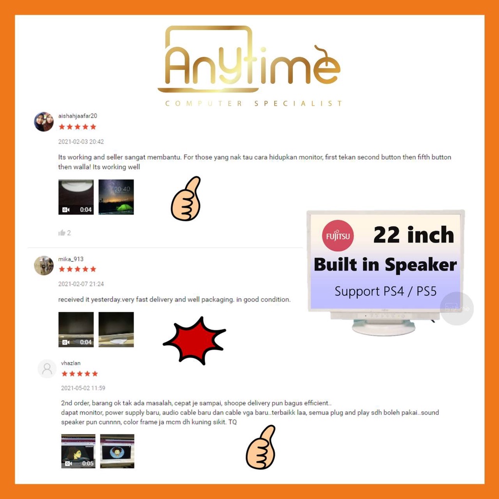 MONITOR SCREEN 22 inch LED LCD Monitor Fujitsu Built in Speaker (DVI ...