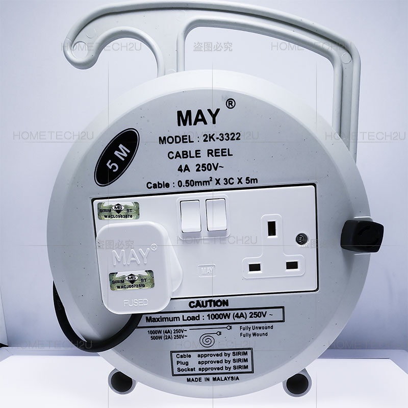 Selamat/MAY Heavy Duty Extension Roller 2 Gang Socket Cable Reel ...