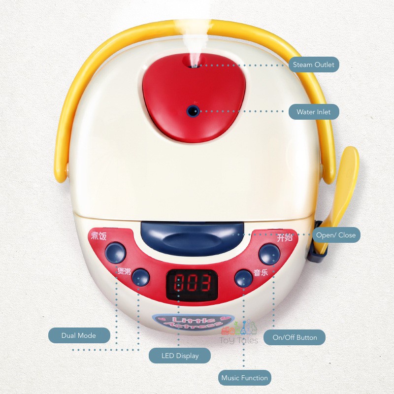 RICE COOKER TOY [ Steam & Sound and Light ] Pretend Play Set for Girls ...