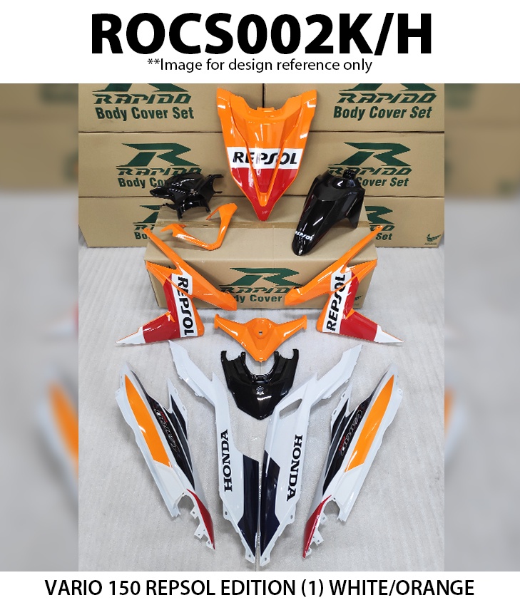 Body Cover Set Rapido Honda Vario 150 Honda V1 V2 Repsol Edition (1) White / Orange Accessories ...
