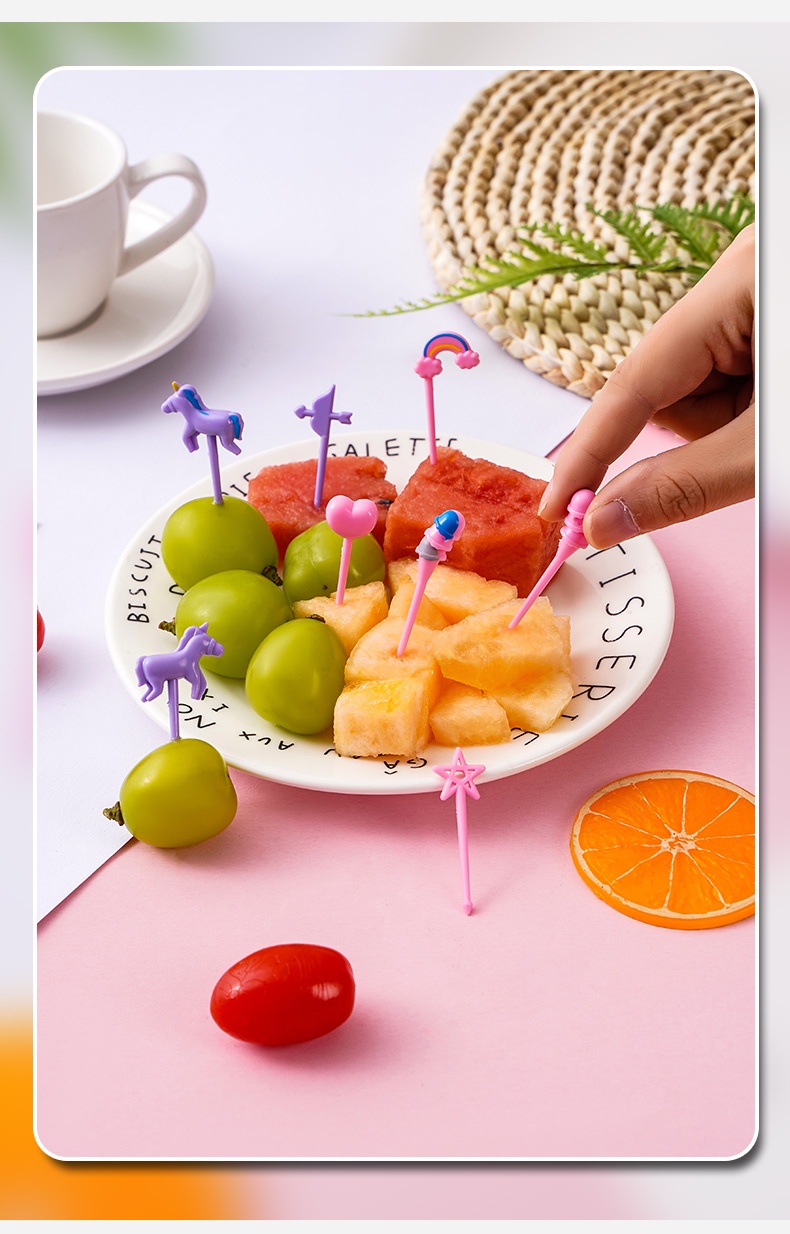 【READY STOCK】Unicorn Fruit Picks Fruit Pick Mini Cartoon Fruit Pick ...