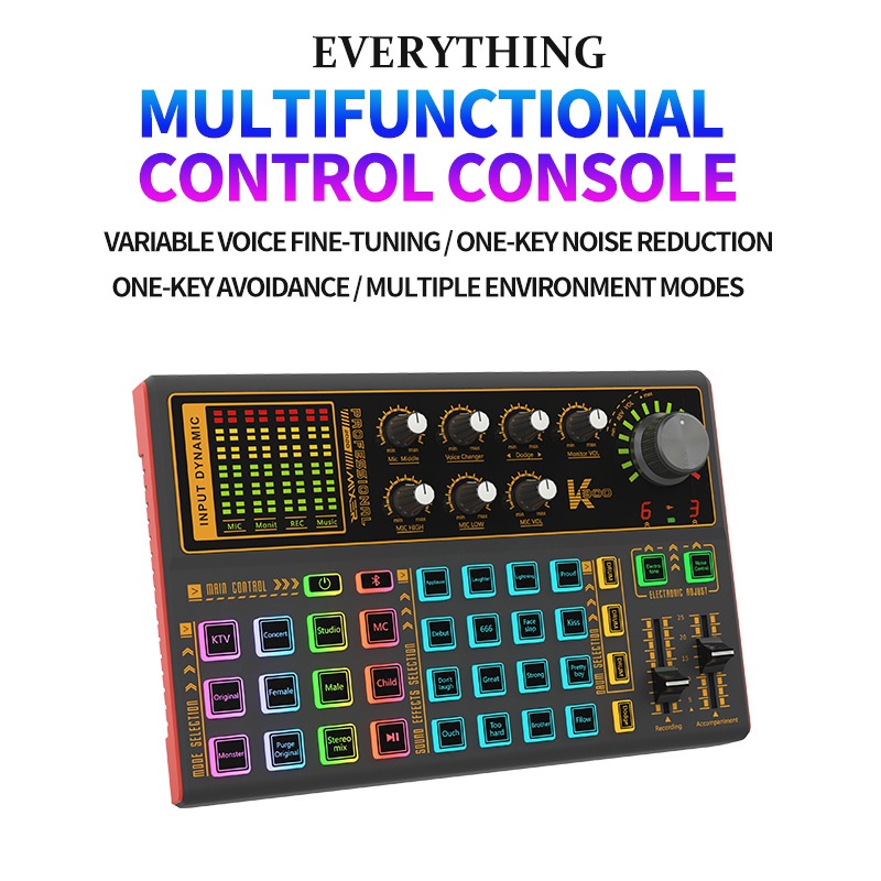 2022 NEW K300 Live Sound Card Bluetooth One-Click Noise Reduction ...
