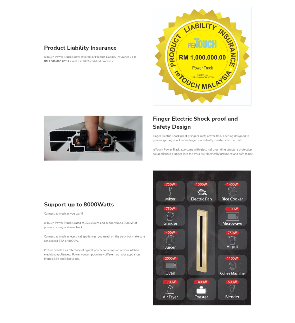 [SIRIM] Retouch Power Track Socket Switch 32A Power Line Long Flat Pin ...