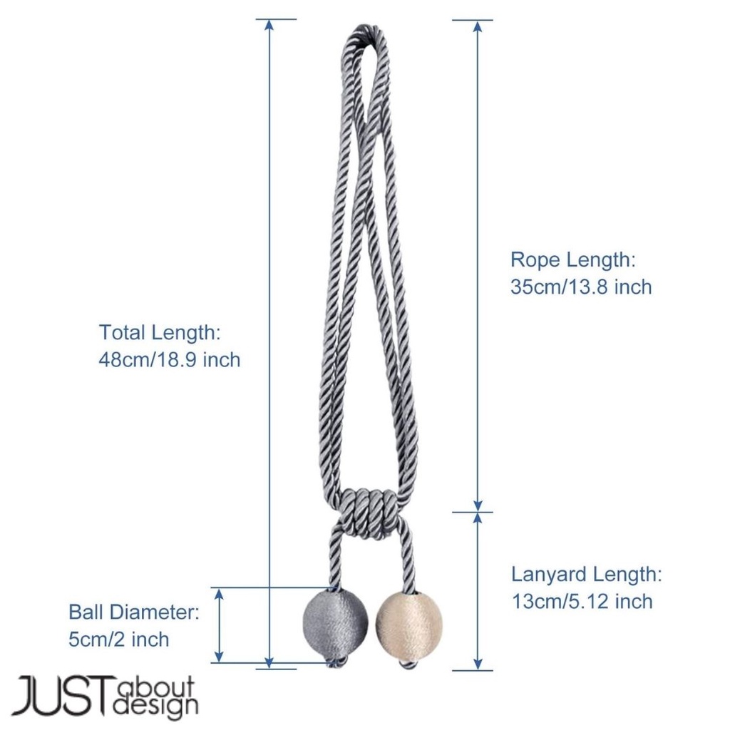 Pengikat Langsir Tali Curtain Tie Clip String Braided Ball Design Decor ...