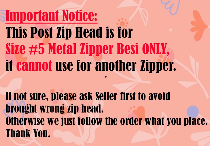 Solid Zip Head for ZIP BESI Size #5 METAL Gold Teeth Zipper Kepala #5 ...