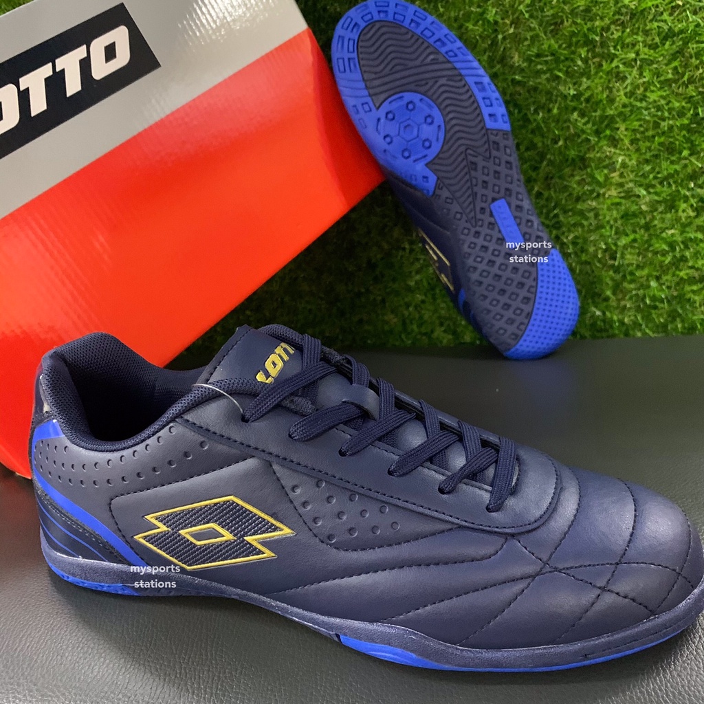 LOTTO Elito F1430 Futsal Shoes | Kasut Futsal (Black-Green | Navy) 100% ...