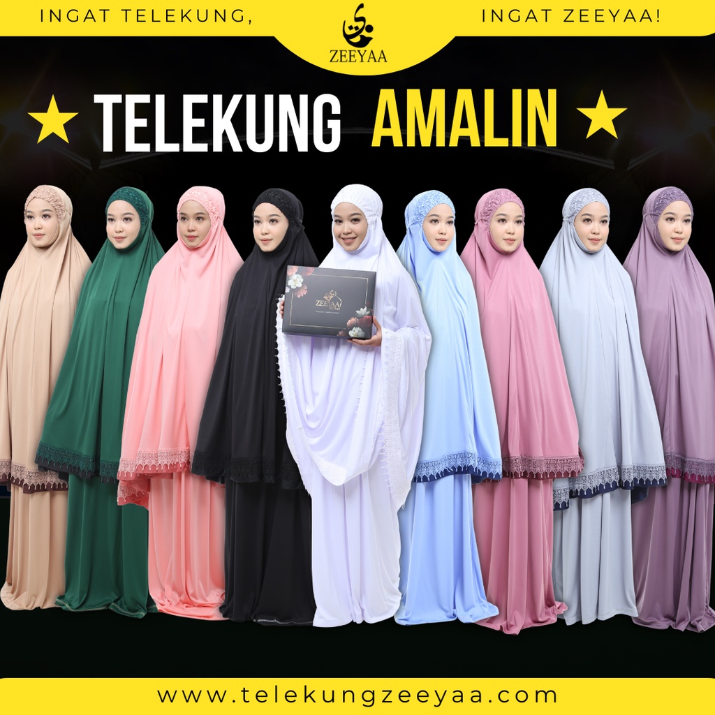 Telekung Zeeyaa Amalin Kain Sembahyang Dewasa Set Telekung Dan Sejadah Gift Box Sulam Nama ...