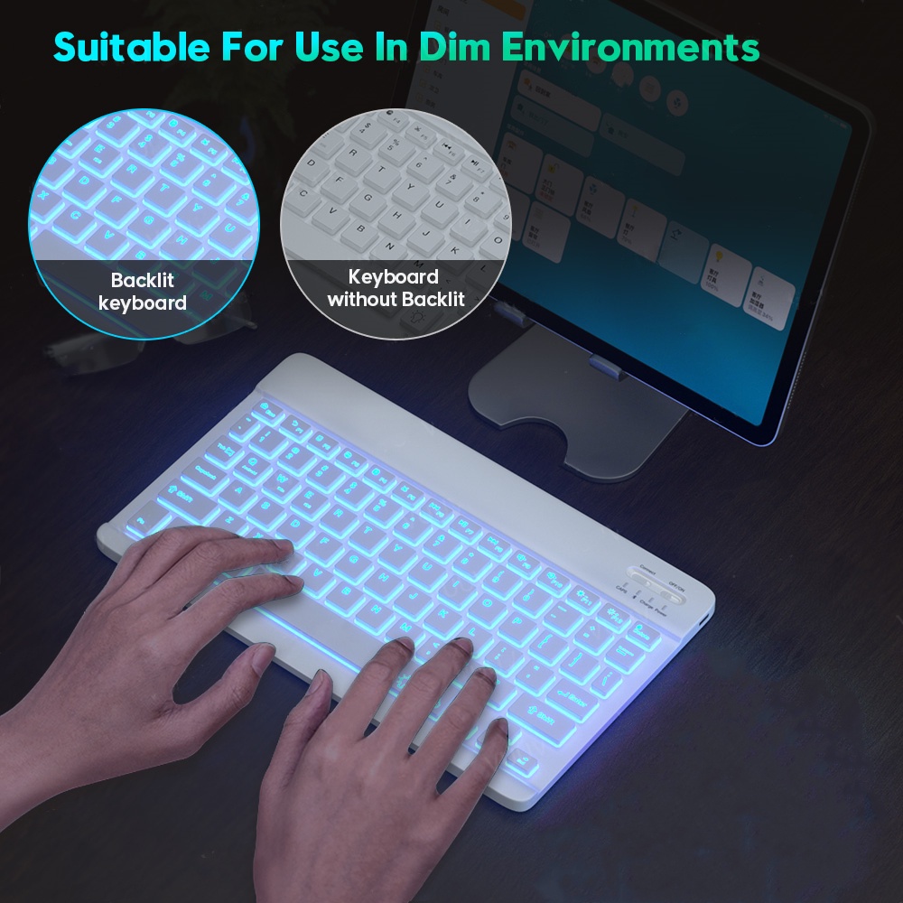 Compatible With iPad Leather Case With Backlight Keyboard For 10.2 ...