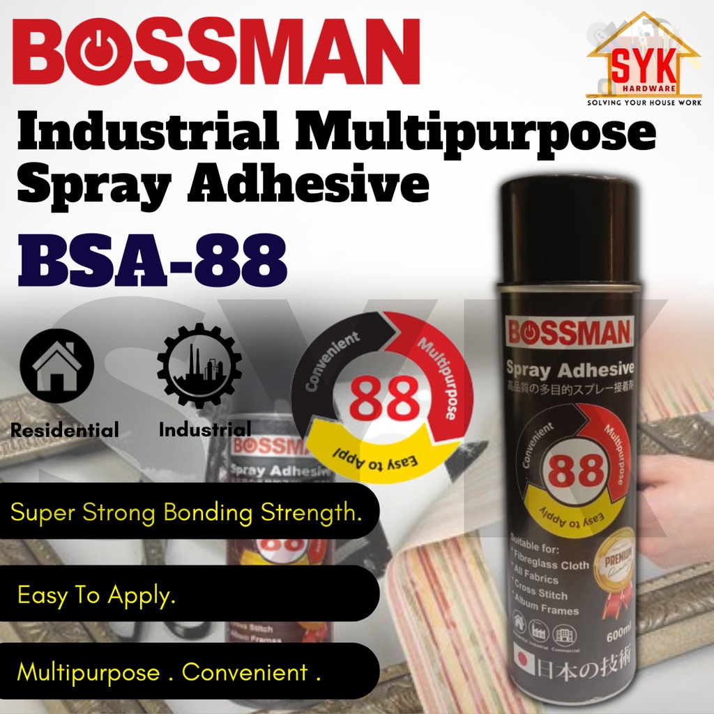 SYK Bossman BSA-88 Industrial Multipurpose Spray Adhesive Glass Fabric ...