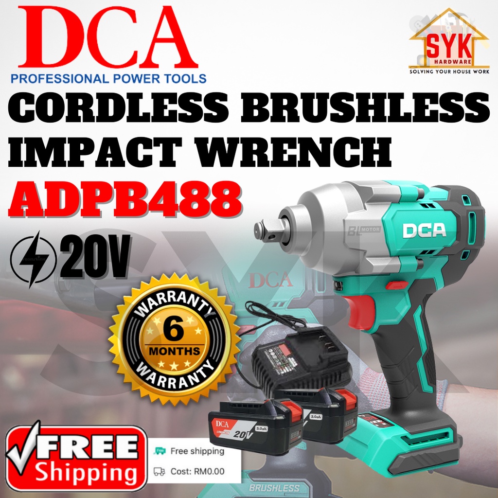 FREE SHIPPING SYK DCA ADPB488 20V Cordless Brushless Impact Wrench ...
