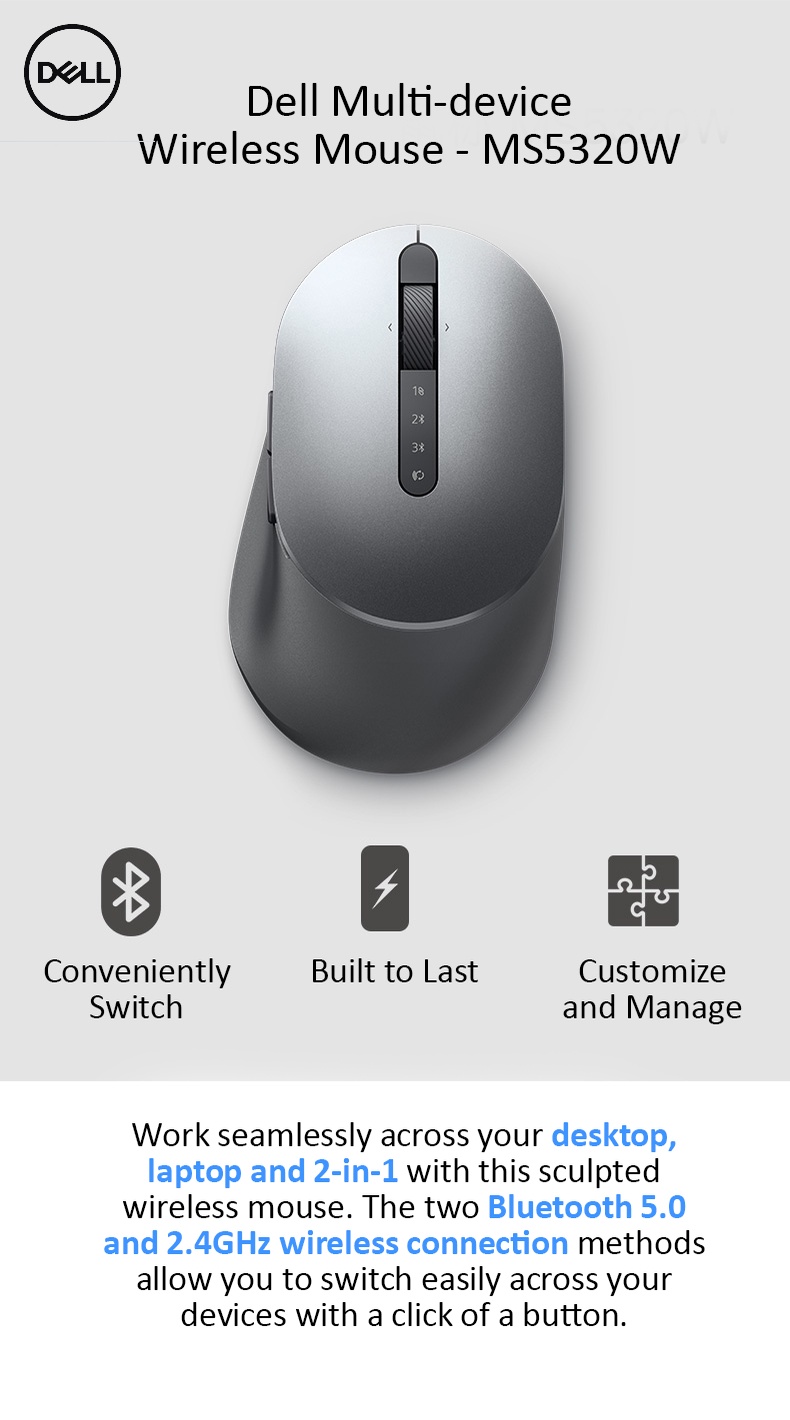 DELL Multi-Device Wireless Mouse MS5320W for student home business ...