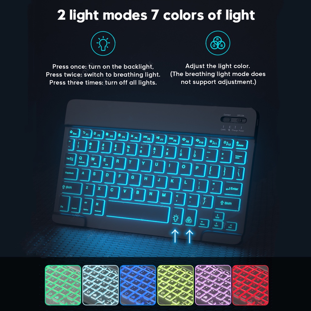 NIXXOS For iPad Case with Backlit Keyboard LED 7 Light Colors Bluetooth ...