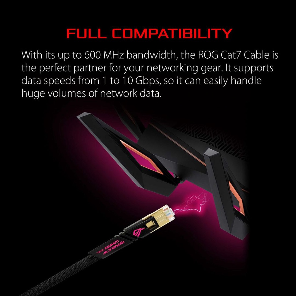 ASUS ROG 3M CAT 7 Cable - Up to 600 MHz &10GB Transfer Rates CAT 7 RJ45 ...
