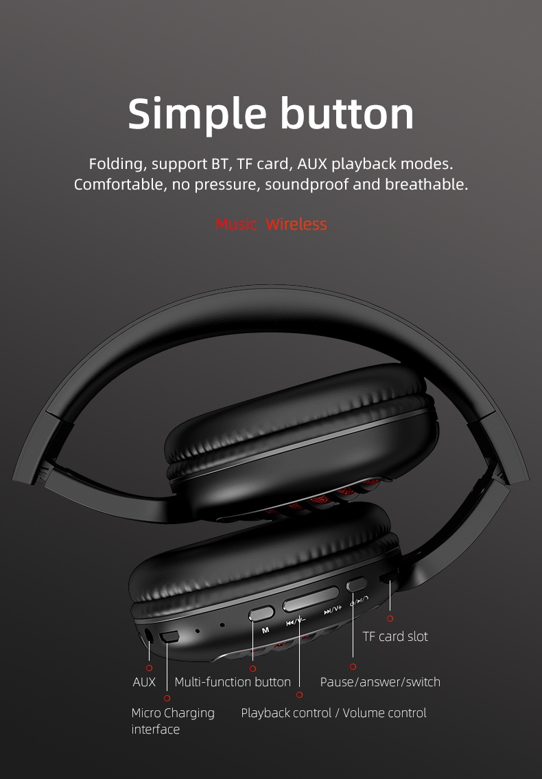 Hoco W23 Wireless Bluetooth Headphones With Mic Sports Support Wireless ...