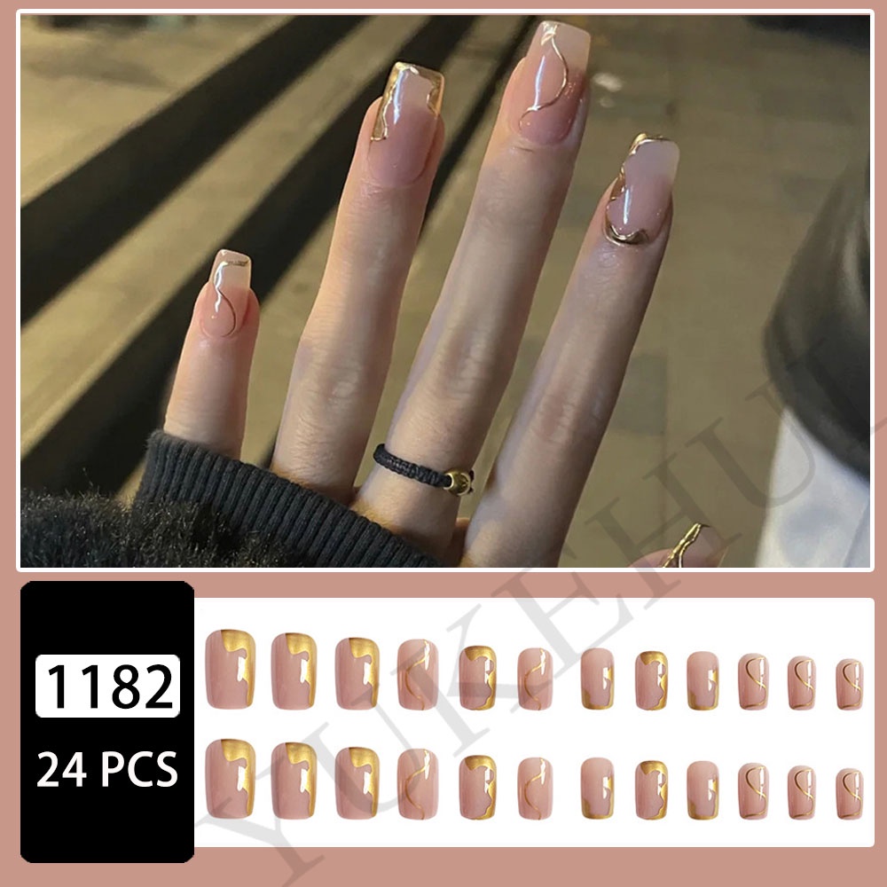 1182 24pcs fake nails short fake nails fake nail fake nails with design ...