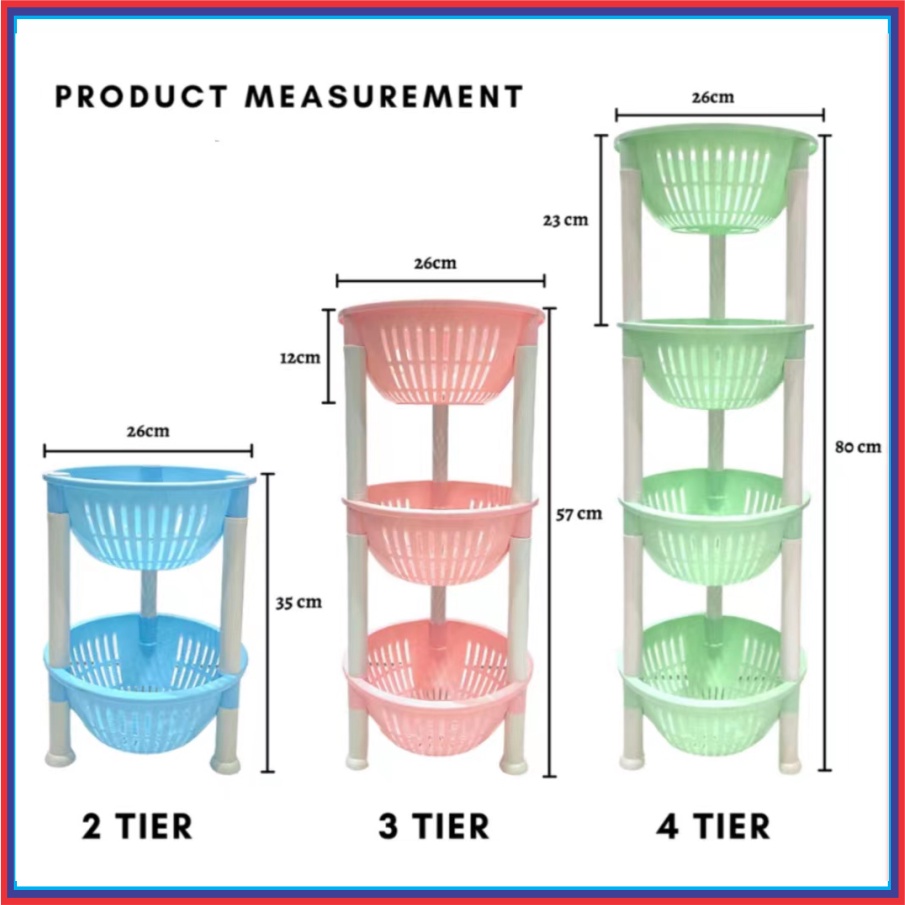 2/3/4 Tier Round Multipurpose Small Rack / Rak Barang Serbaguna Kecil ...