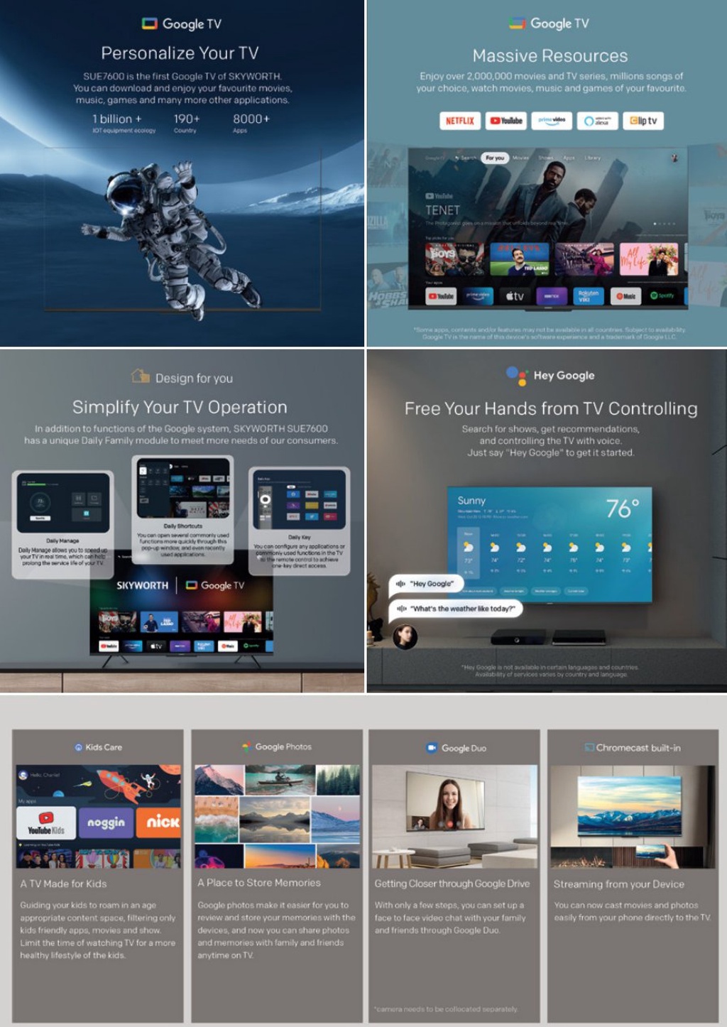SKYWORTH SUE7600 Android Smart TV with 4K Resolution, Android 10, Ultra ...