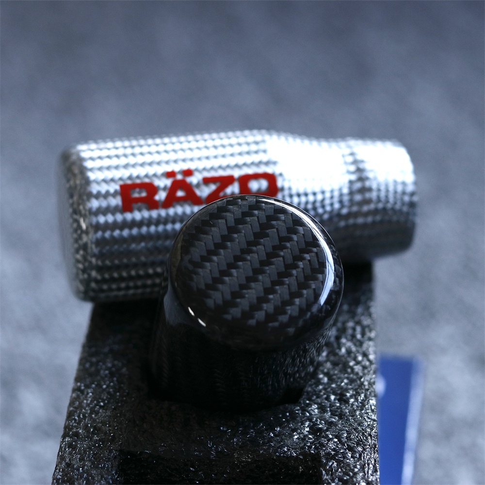 JDM RAZO Carbon Fiber Gear Shift Knob For Universal Car Black/Silver ...