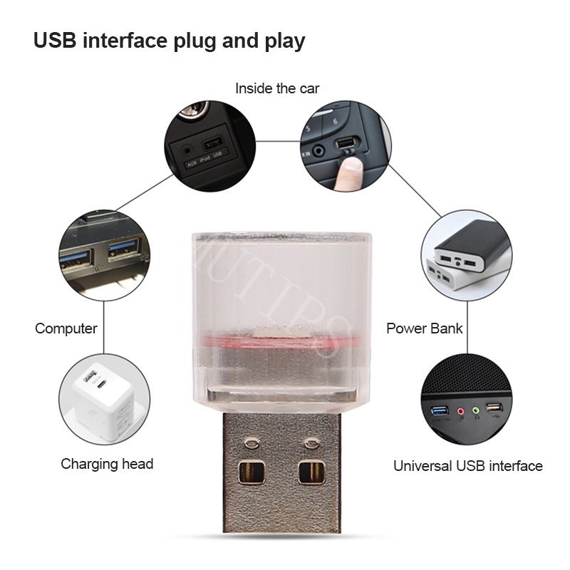 Toyota Car Interior Mini USB Atmosphere LED Light Party Portable Plug ...