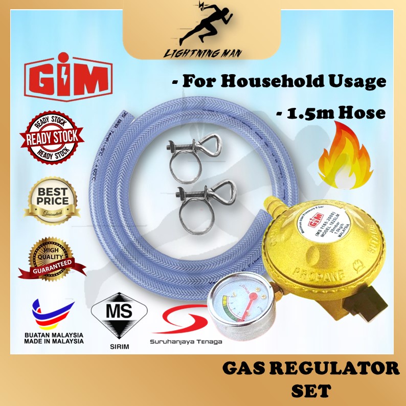 SIRIM GIM Gas Regulator Low Pressure Auto-Cut with Meter & Pressure ...
