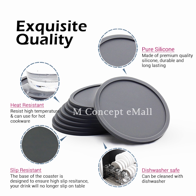 M Concept Alas Cawan Lapik Silicone Cup Coaster Round Rubber Mat Glass ...