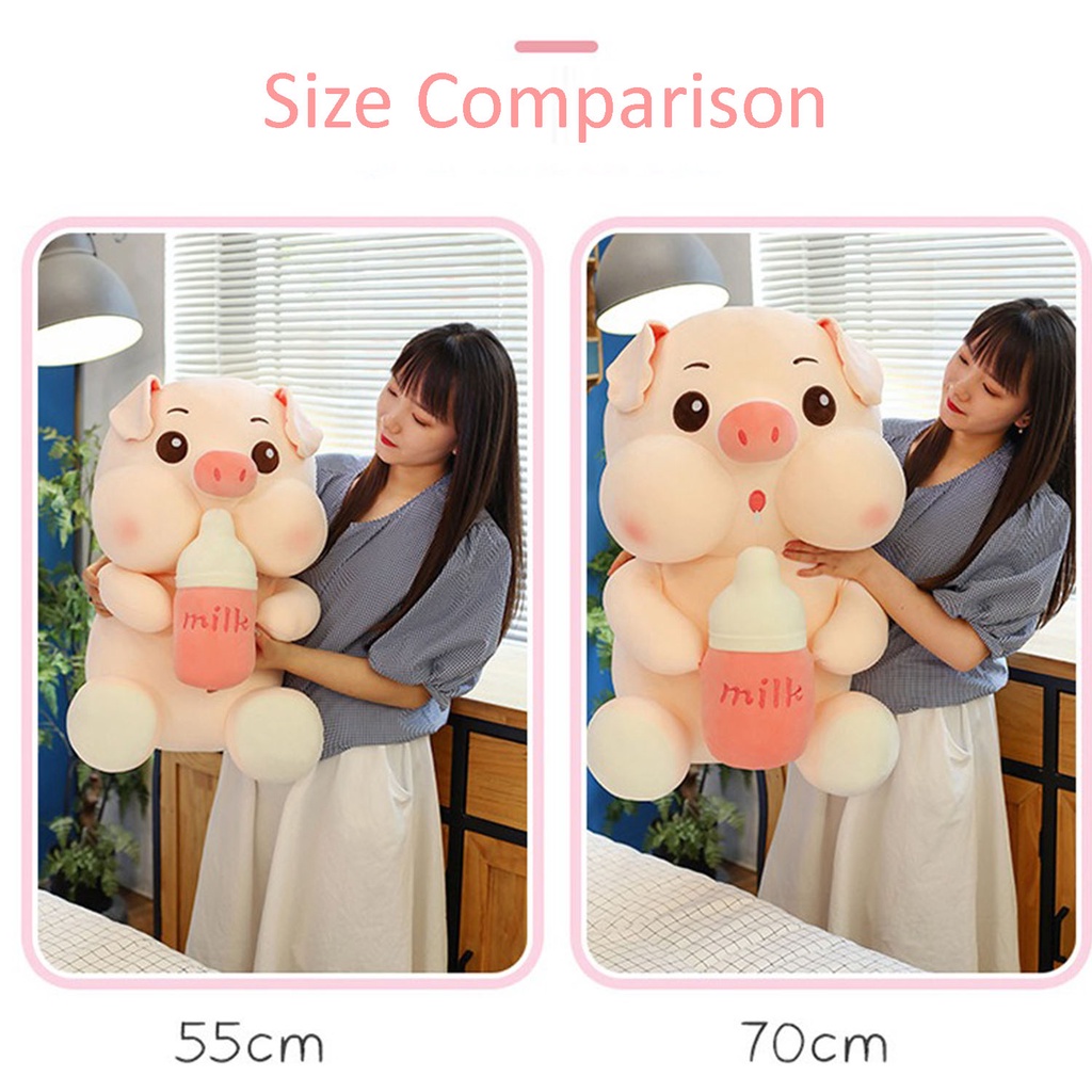 JOJOY 35 45 55 70cm Bottle Pig Plush Patung Babi Bottle Susu Soft Toys ...