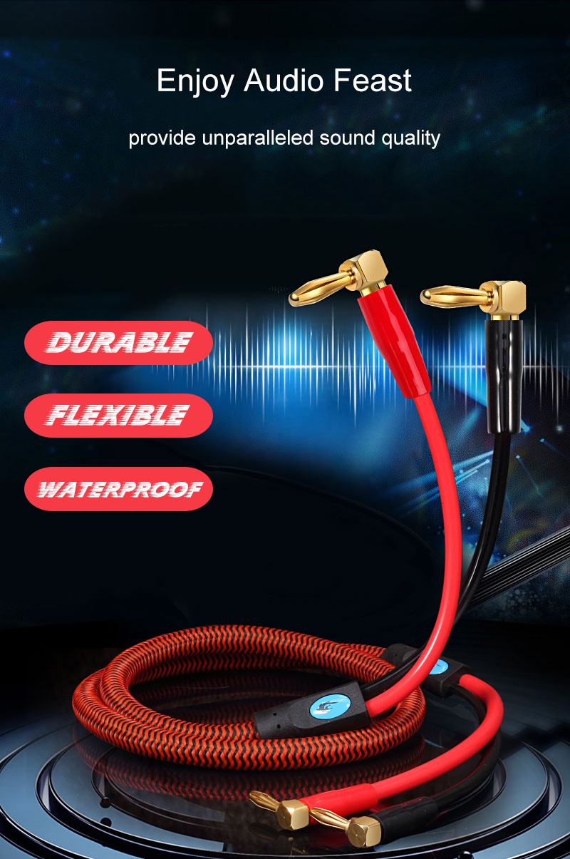 GOLLEY LION 1 Pair HI-FI Audio Speaker Cable Right Angle L Type Gold ...
