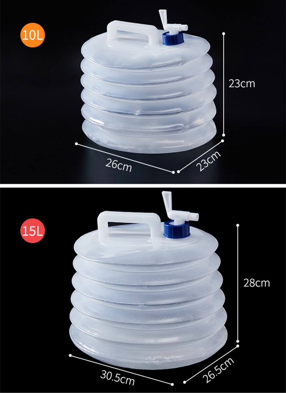 QB STJE43131 Collapsible Water Container (3L/5L/10L/15L) Outdoor Hiking Foldable Water Bag ...